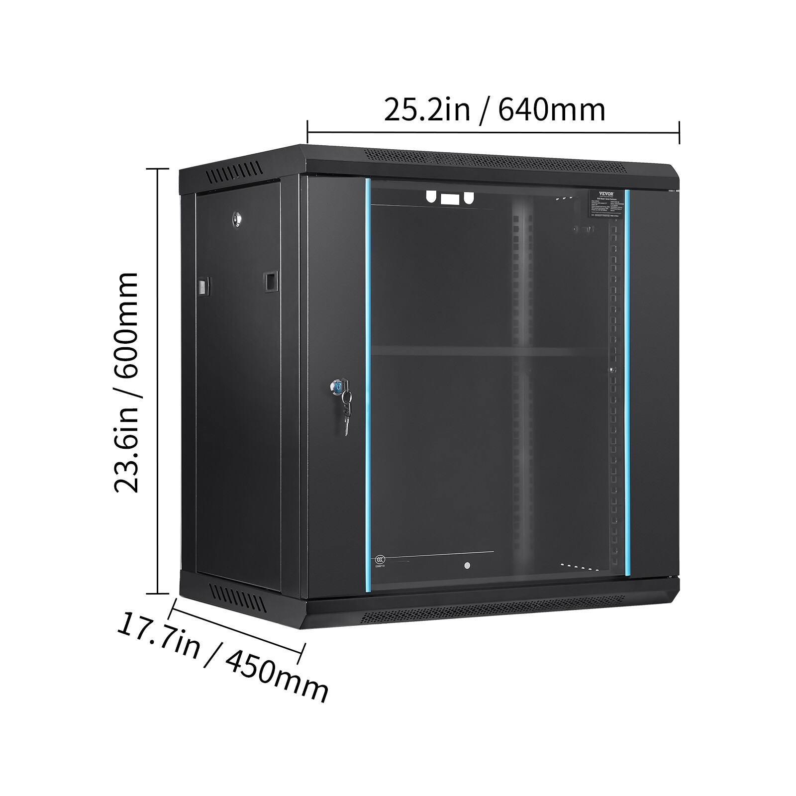 VEVOR 12U Wall Mount Network Server Rack Cabinet Enclosure 15.5'' Deep ...
