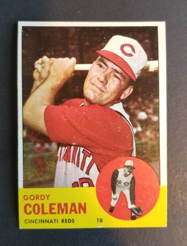 ORIGINAL VINTAGE 1963 TOPPS BASEBALL CINCINNATI REDS #90 GORDY COLEMAN ...