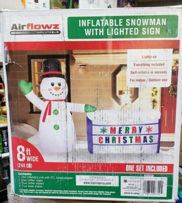 Airflowz 8ft Snowman with Merry Christmas Sign Inflatable | eBay