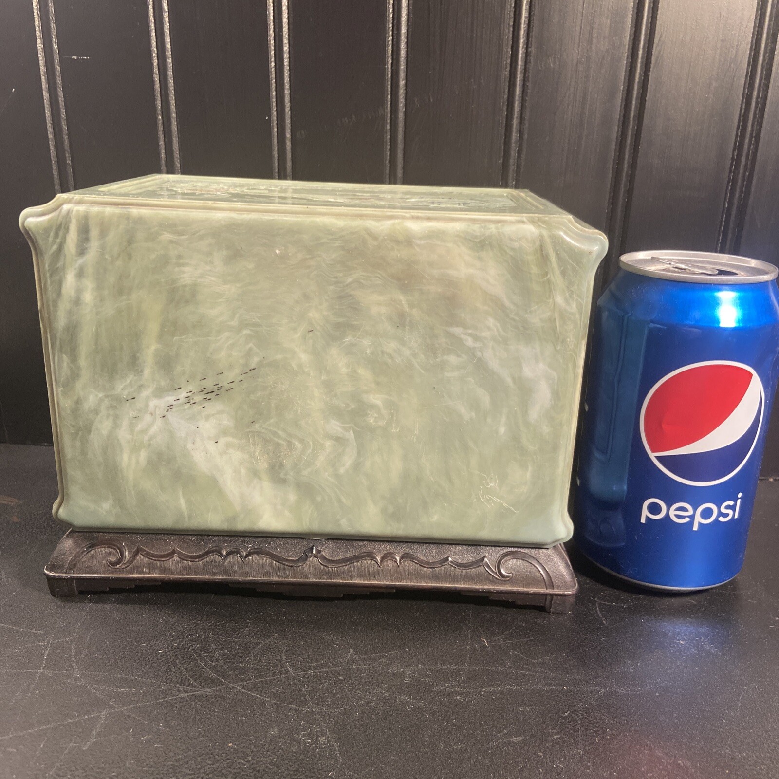 Vtg 50-60’s Asian Green Slag Plastic Jewelry Dragon Pulls Drawer ...