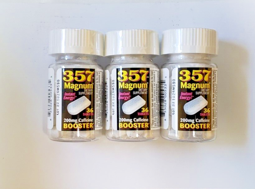 357 Magnum Caffeine Instant Energy Booster 200mg | 36 Tablets Each, 3 ...