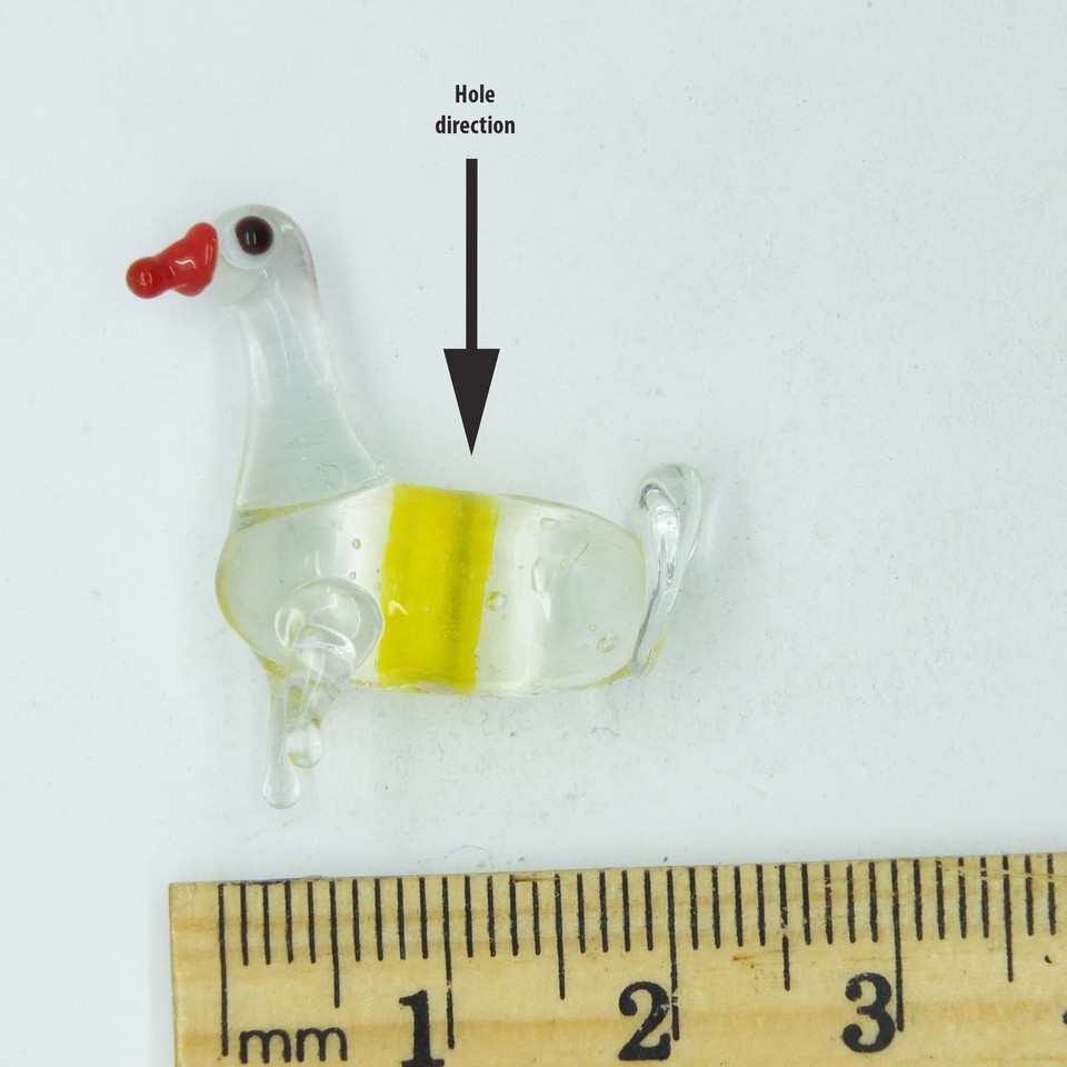 Glass Beads Yellow Clear Color Lined Goose Animal 30mm Pack of 10 Made ...