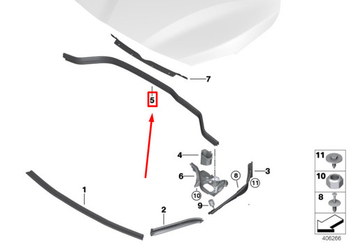 NEW BMW 2 ACTIVE TOURER F45 REAR ENGINE HOOD SEALING 7300516 ...