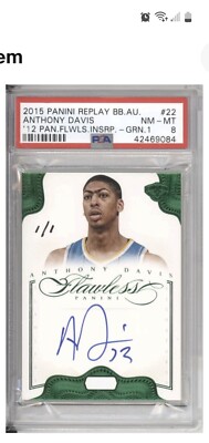 2012-13 ANTHONY DAVIS AUTO PANINI FLAWLESS ROOKIE RC REPLAY #1/1! PSA 8 ...