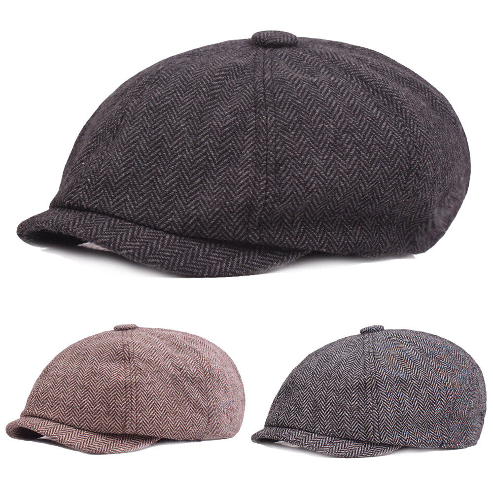 Mens Stripe Gatsby Octagonal Hat Casual Outdoor Newsboy Cap Golf ...