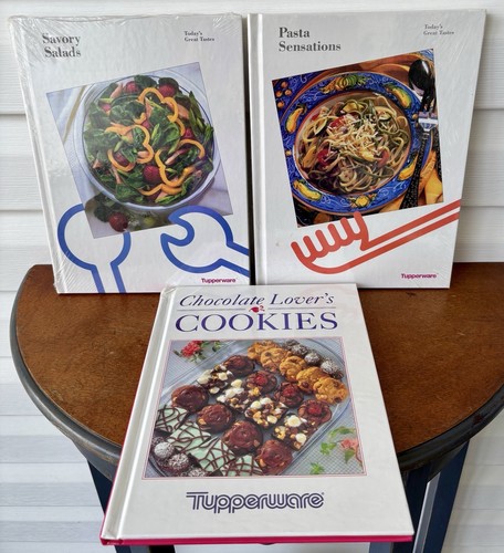 Vtg Sealed NOS 3 Tupperware HC Cookbooks: Pasta, Savory Salads, Choc ...