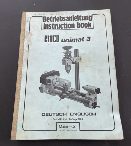Original EMCO UNIMAT 3 Lathe Instruction and parts manual Free Ship | eBay