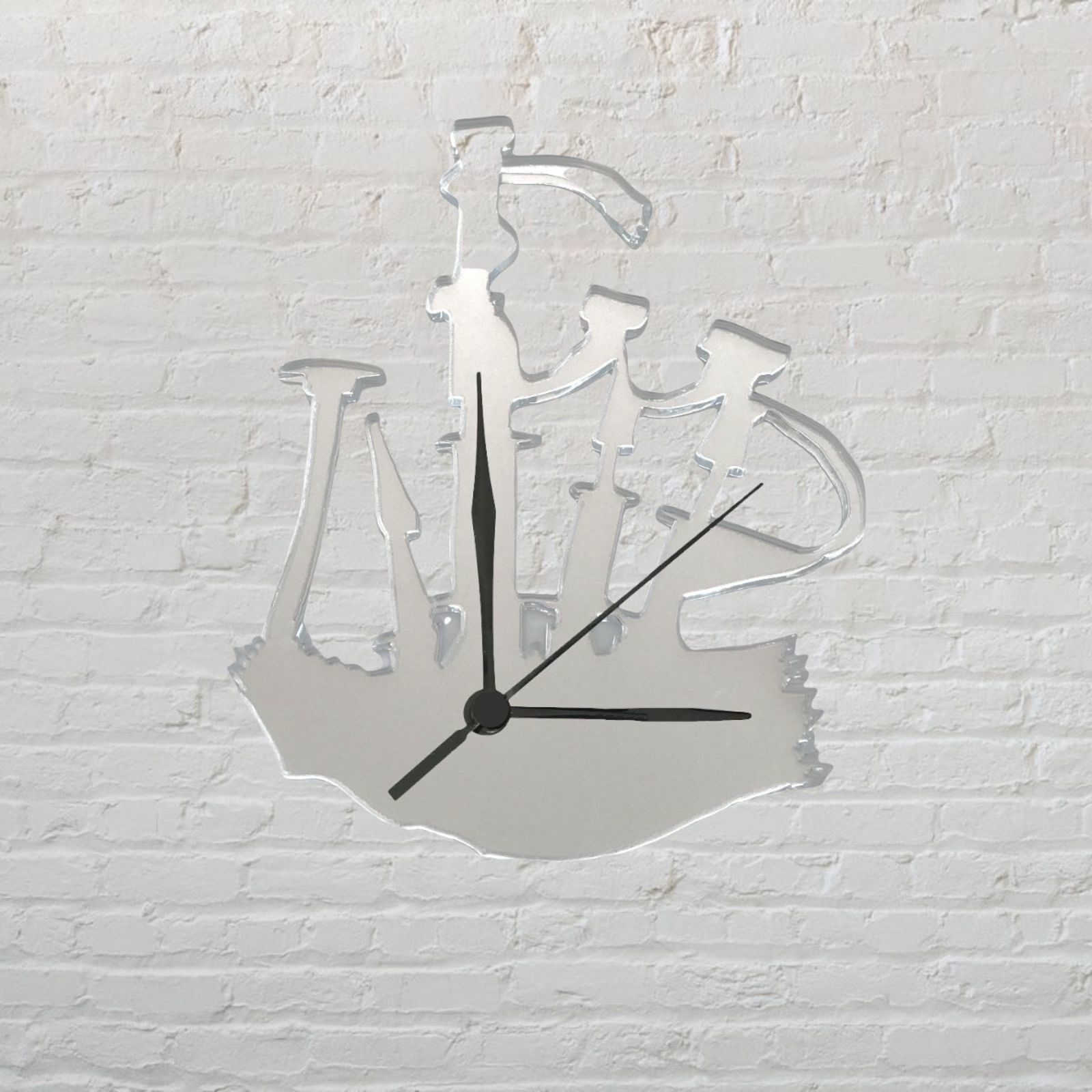 Bagpipes Shaped Silent Tick Acrylic Clocks - Many Colours, Bespoke Made ...