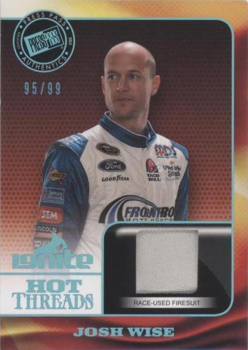 2013 Press Pass Ignite - Hot Threads Josh Wise #HT-JW Blue /99 (MEM ...
