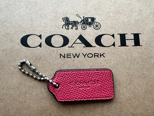 COACH Logo New York Hang Tag Charm Purse w Chain in Leather 1.75'' x 0. ...