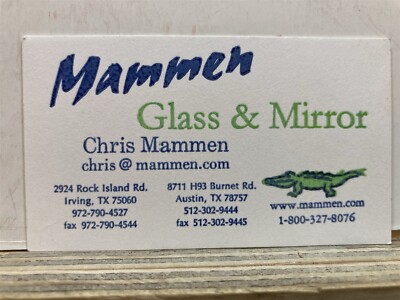 1990's 2000's Business Card Mammen Glass & Mirror Irving TX Vtg | eBay