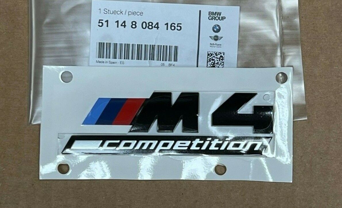 Genuine BMW G82 G83 M4 Competition Rear Trunk Badge Emblem Gloss Black ...