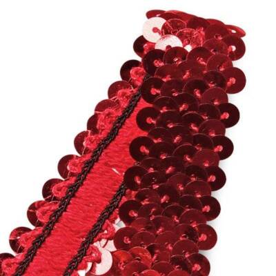 2 Row Stretch Sequin By the Yard Trim 7/8" Wide Flat Sequins Red Bling ...