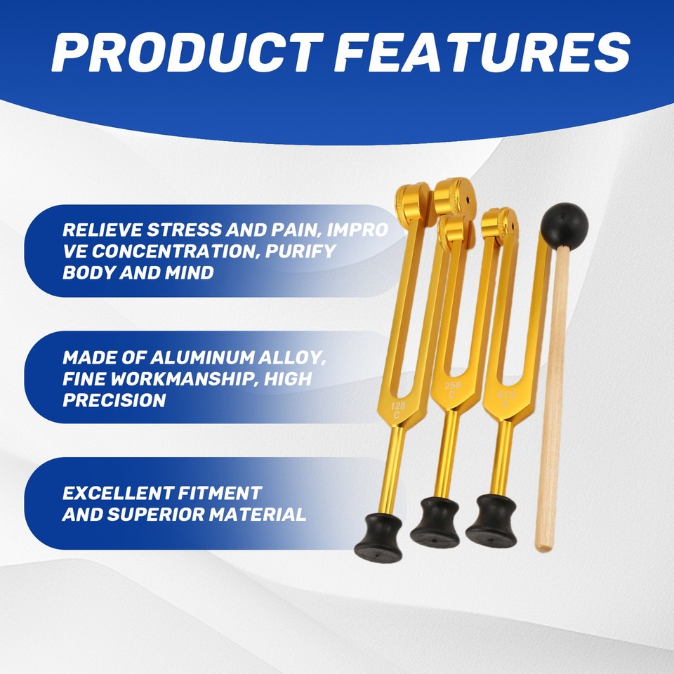 3Pack Tuning Fork Set(128Hz, 256Hz, 512Hz) Tuning Fork Kit for Healing ...