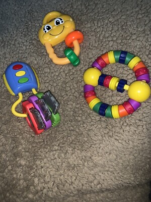 Infant Rattle Keys remote UNIQUE SMILEY FACE Circle Block Toys Lot of 3 ...