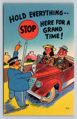 Stop Here For A Grand Time Police Officer VINTAGE Comic Postcard | eBay