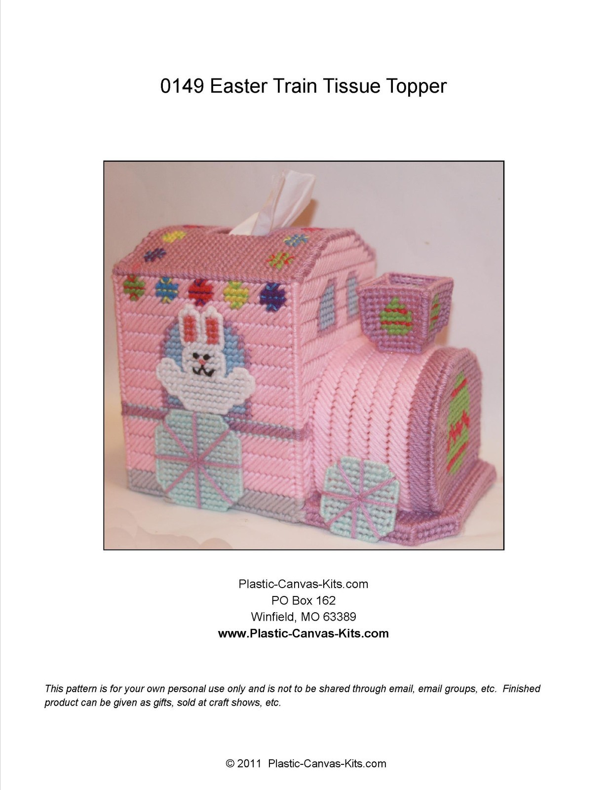 Easter Train Tissue Topper- Bunny- Tissue Topper-Plastic Canvas Pattern ...