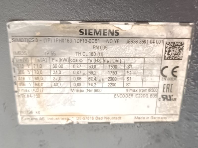 Siemens SIMOTICS M Kompakt Asynchronmotor 1PH8163-1DF13-0CB1 30kw 37kw ...