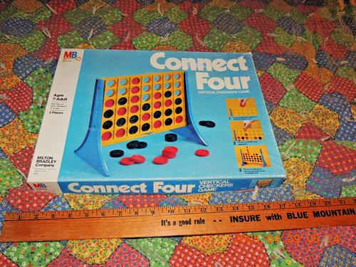 Vintage Connect Four Vertical Checkers Game Complete Milton Bradley ...