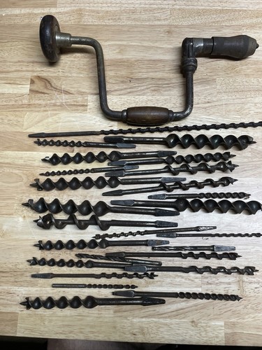Vintage Bit Brace Hand Drill and 25 Drill Bits | eBay