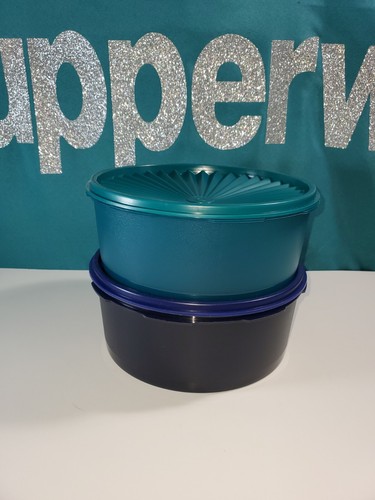 Tupperware Servalier Stacking Canisters One Touch Seal blue & Teal Set ...