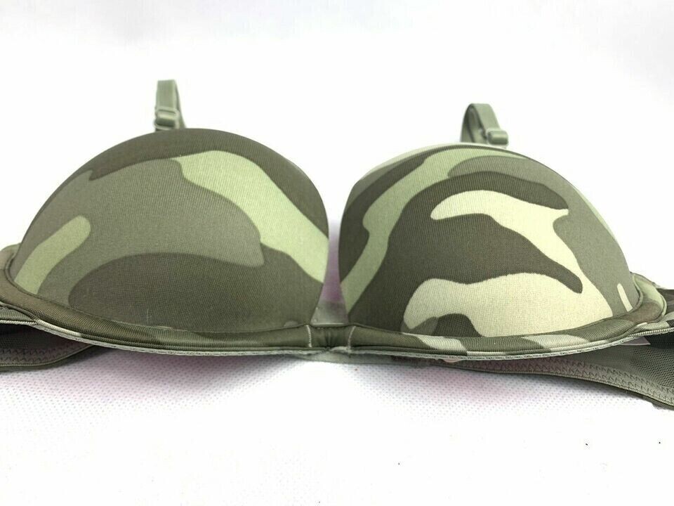 New Victorias Secret PINK Wear Everywhere Super Push Up Camo 32C Bra ...