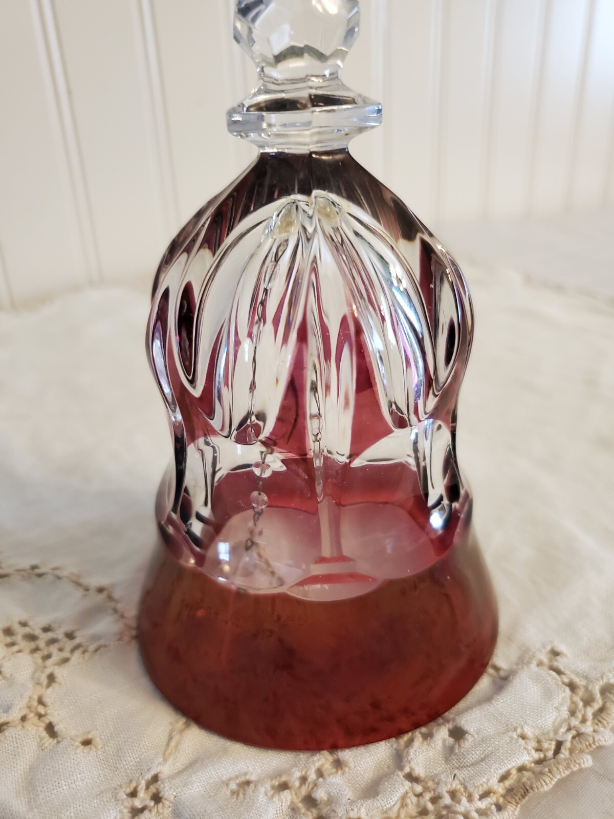 BLEIKRISTALL Vintage Lead Crystal Bell Ruby Red Hand Cut To Clear West ...