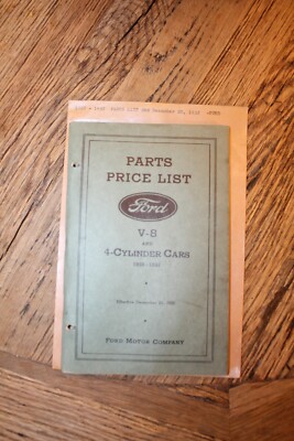 Vintage Original Ford Parts Price List Book 1928-1932 V8 4 Cylinder ...