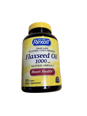Rexall Flaxseed Oil 1000 mg Heart Health Softgels 100 Count NEW/SEALED ...