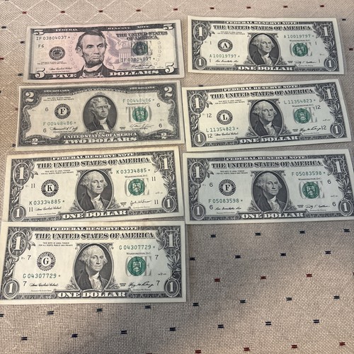Collection of 7 Federal Reserve Star Notes NO RESERVE 1976-2009 FRN $12 ...