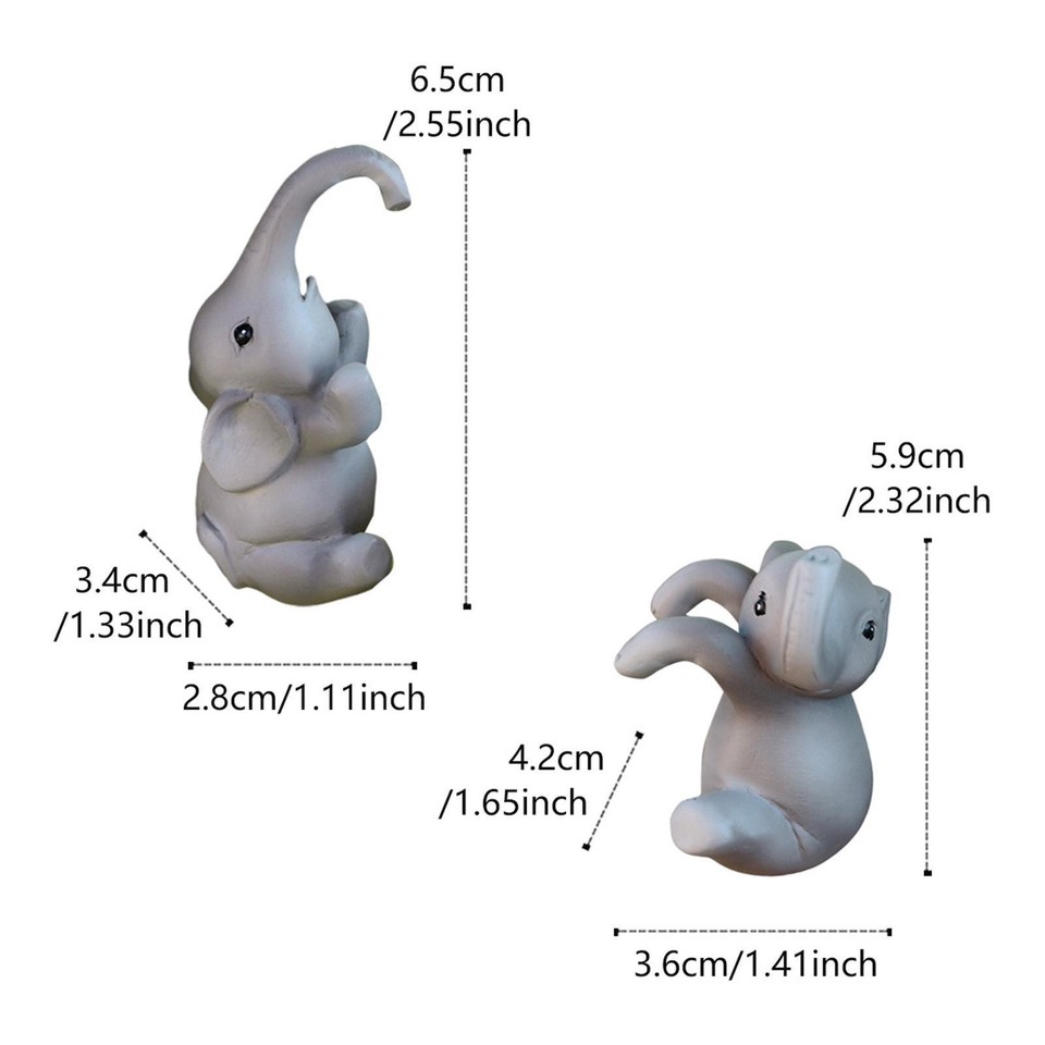 2x Miniature Figurines Climbing Elephant Flower Pot Hugger Cute Resin ...