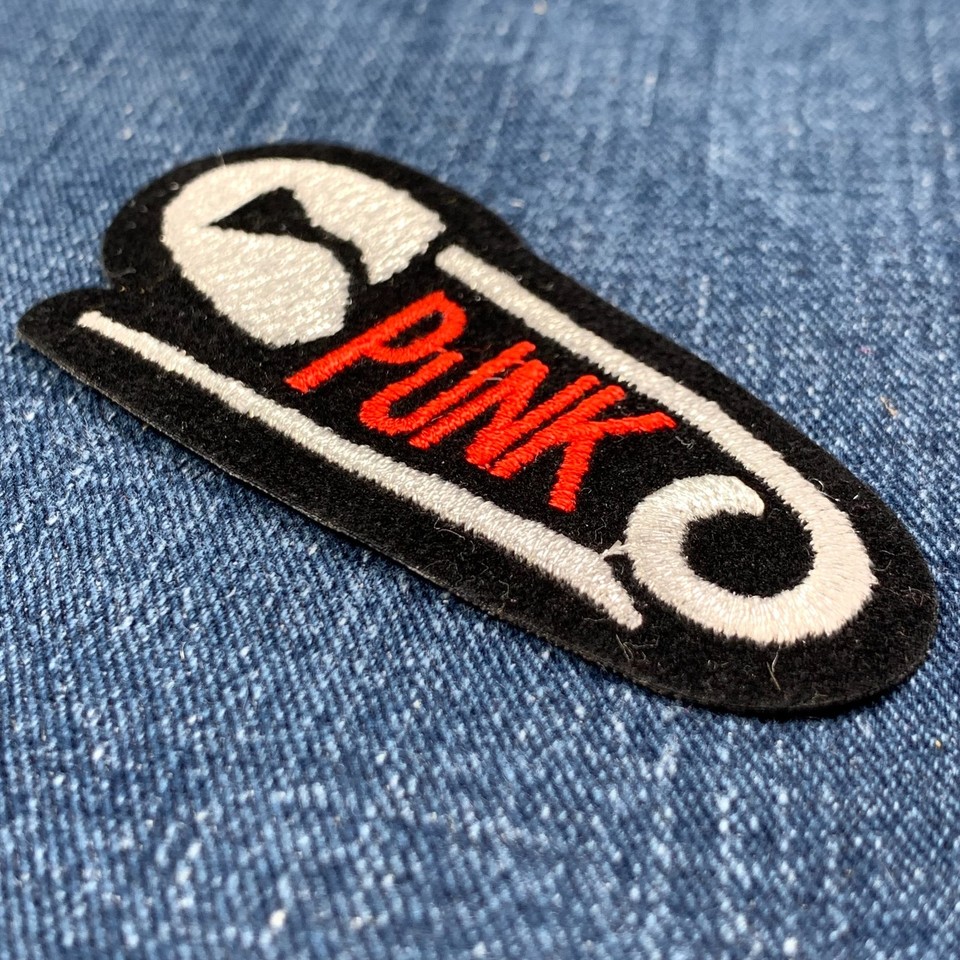 Punk Safety Pin Patch - Metallic Silver Embroidered Badge 3.25" (Iron ...