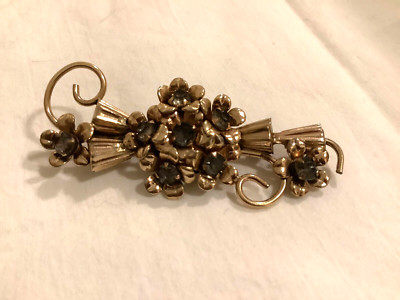 VTG Barclay 1/20 12kt gold prong set rhinestones floral spray | eBay