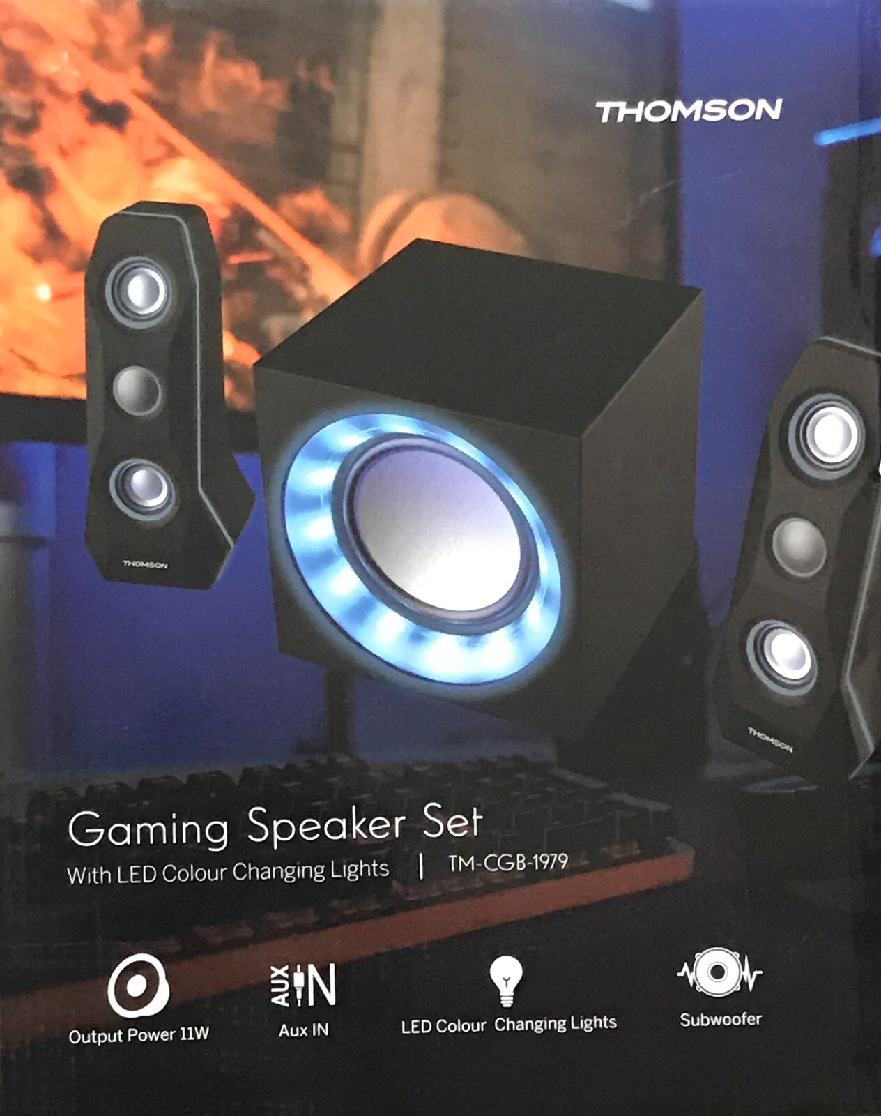 THOMSON GAMING SPEAKER SET WITH LED COLOUR CHANGING LIGHTS TM-CGB-1979 ...
