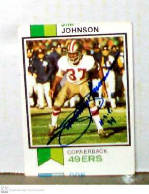 JIMMY JOHNSON SIGNED 73 TOPPS FOOTBALL CARD 49ERS HOF94 #2 RIP! | eBay
