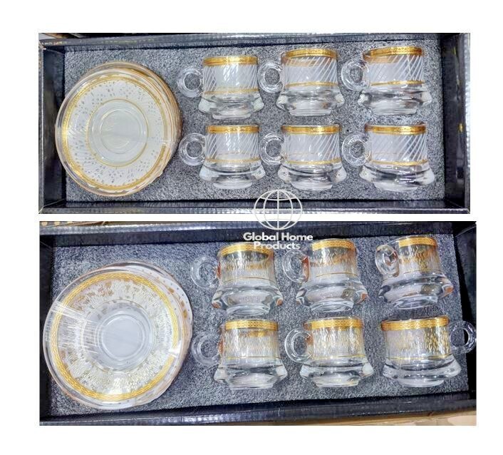 Turkish Arabic Glass Tea Coffee Cups Set of 6 Clear Kahwa Shai Small ...