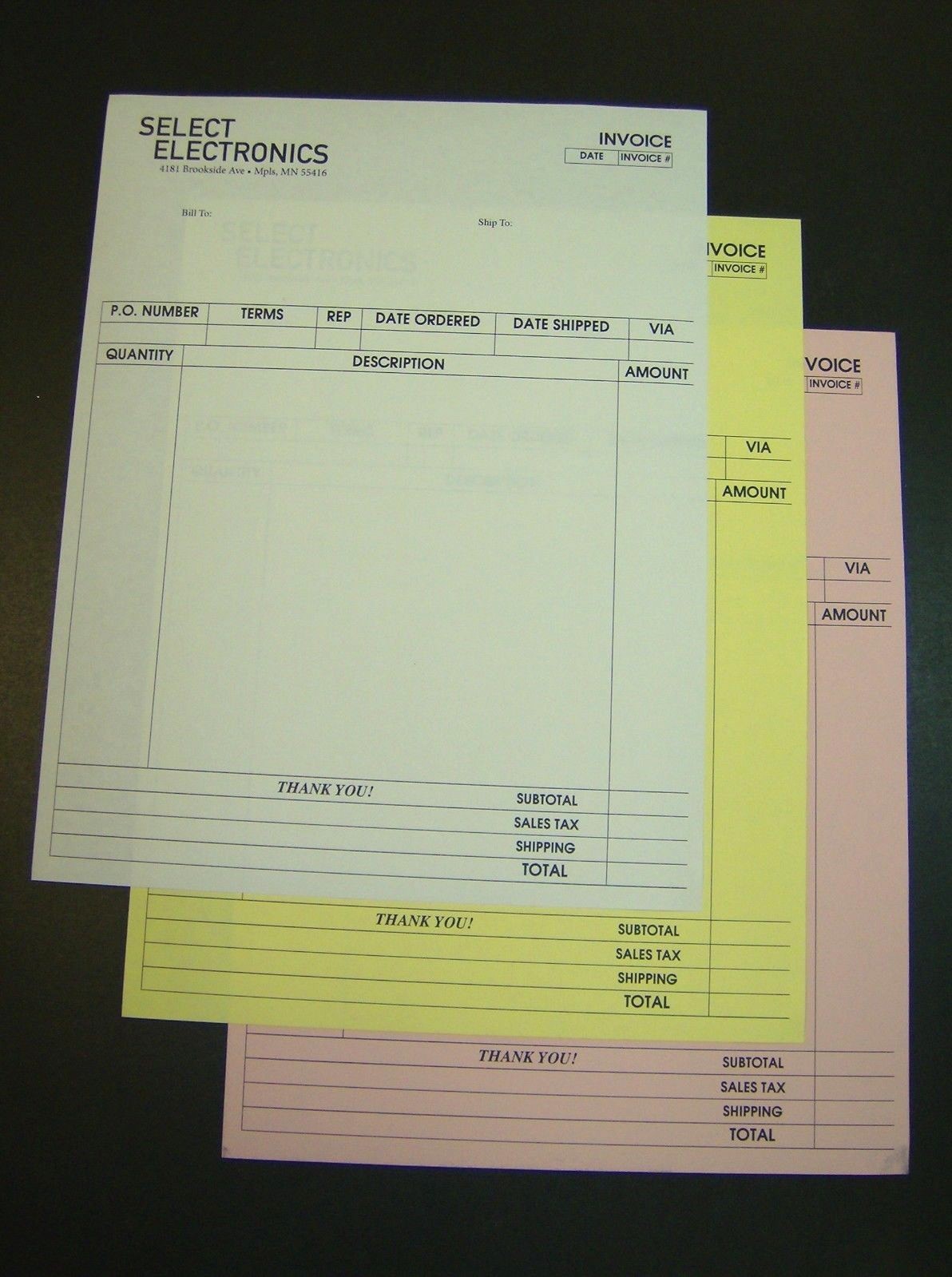 Printed 3-Part Forms, Custom 8.5" x 11" Carbonless Sets, black ink, NCR ...