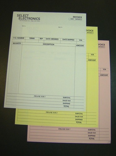 Printed 3-Part Forms, Custom 8.5" x 11" Carbonless Sets, black ink, NCR ...