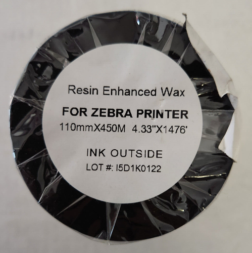 Resin Enhanced Wax - 15D1K0122 - 110mm x 450m - For Zebra Printers ...