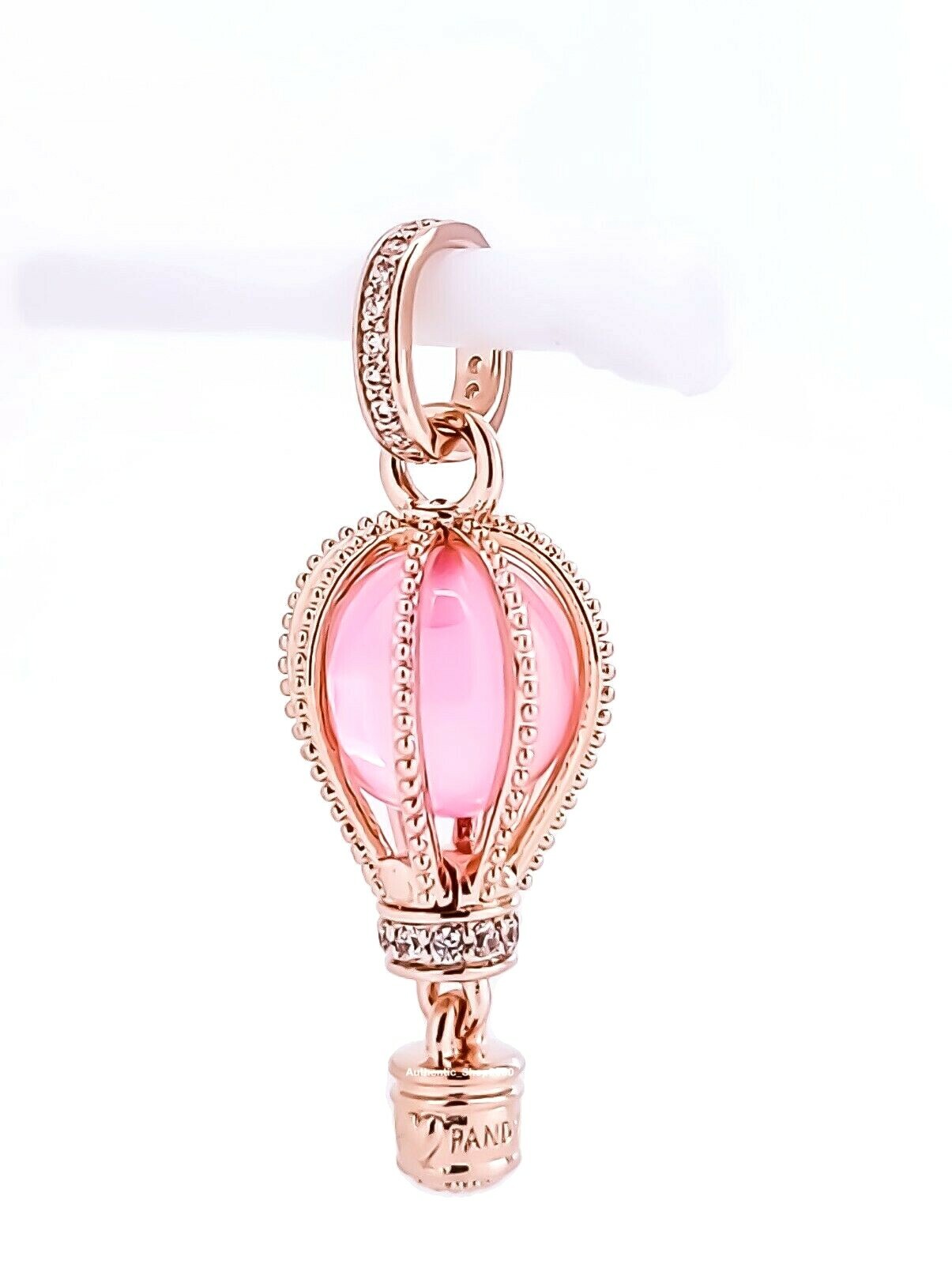 New 100% PANDORA Rose Gold Sparkling Pink Hot Air Balloon Dangle Charm ...