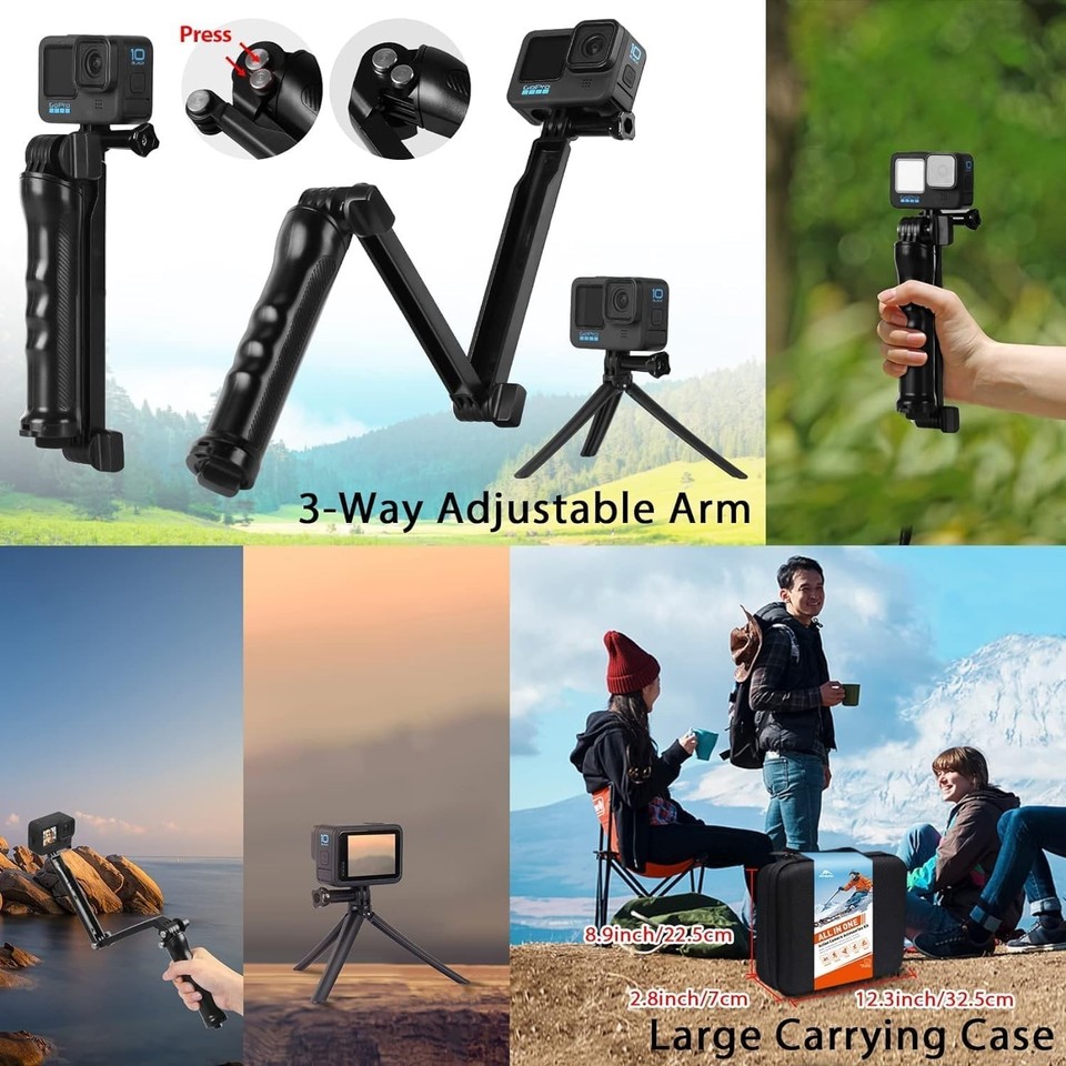 Action Camera Accessories Kit for GoPro Hero 13 12 11 10 9 Black ...