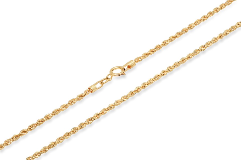 14k Yellow Gold 1.5mm-2mm Italy Rope Chain Twist Link Necklace 16"-30 ...