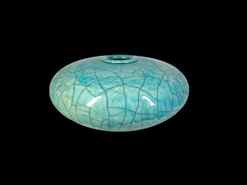 Stephen Roy Wheel Thrown Raku Turquoise Studio Pottery Vase Interior ...