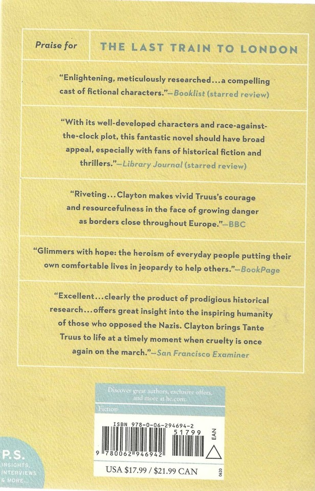 Last Train to London by Meg Waite Clayton(2020,Trade PB) FREE SHIPPING ...