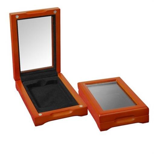 2 Oak Coin Slab Boxes w Window Show Presentation Storage Display Cases ...