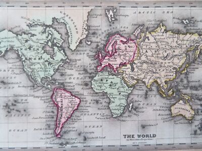 World Map Mercator's Projection Americas Africa Europe Asia 1830 ...