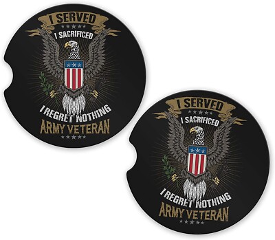US Army Veteran Military Car Coaster Set Ceramic Sandstone Cup Holder ...