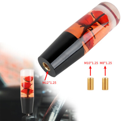 JDM 15CM VIP Clear Red Real Flowers Manual Gear Stick Shift Knob Lever ...