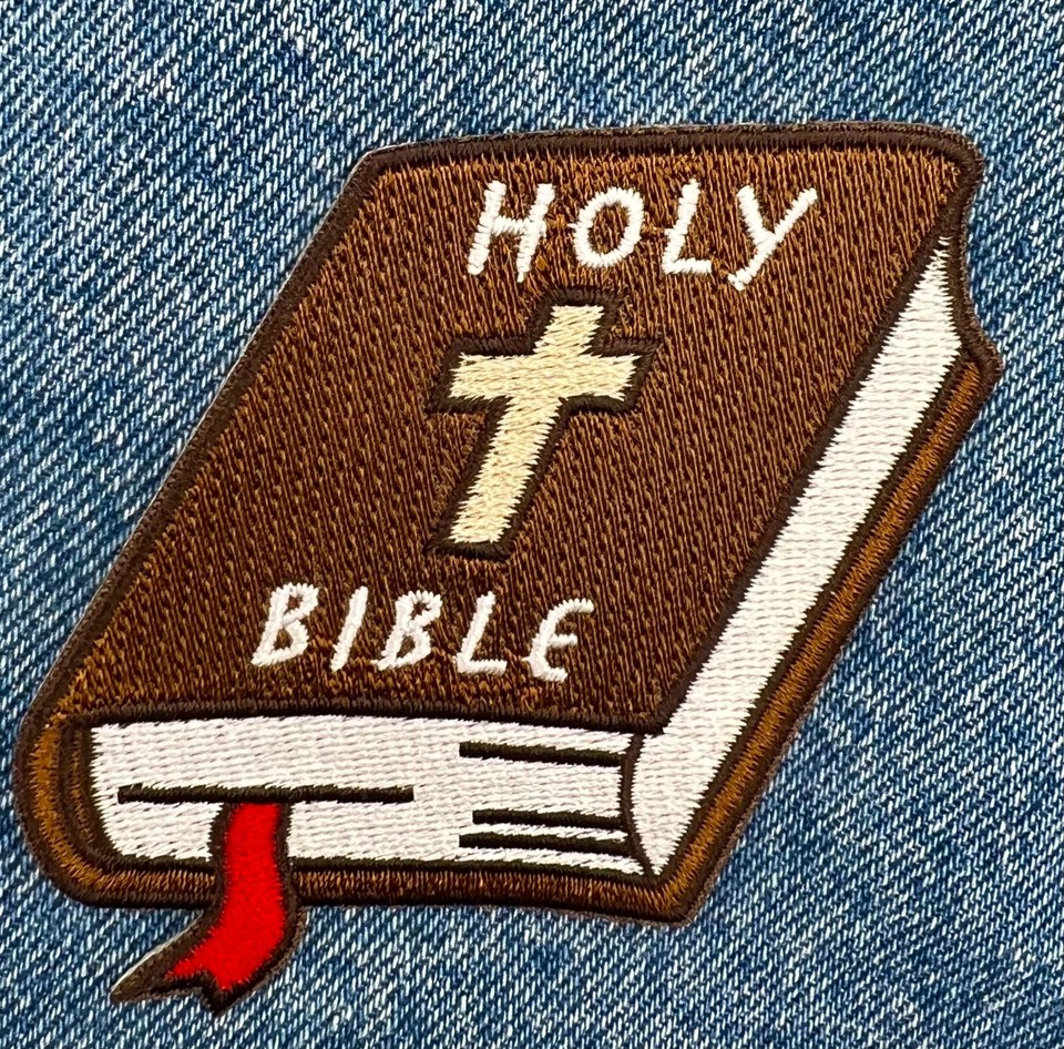 HOLY BIBLE PATCH CHRISTIAN RELIGIOUS embroidered iron-on BIBLE VERSE ...