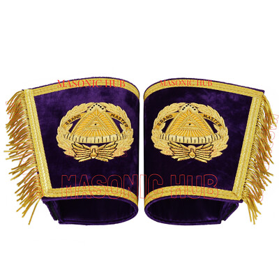 Handcrafted Masonic Grand Master Gauntlets Cuffs Embroidered with ...